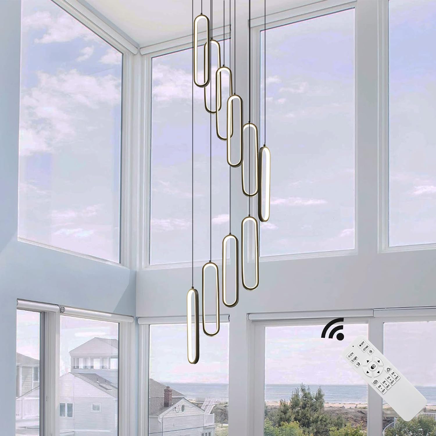 Amazon.com: vivihobb 10 Long Ovals LED Modern Large Chandelier 138 ...