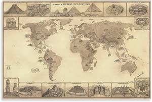 Amazon.com: KKPLO ANCIENT CIVILIZATIONS MAP Hand-drawn World Map ...