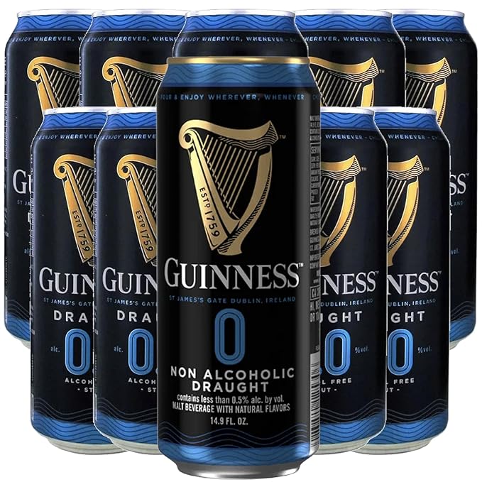 Amazon.com: Guinness 0 Zero 10 Pack Non-Alcoholic Draught Stout Beer ...