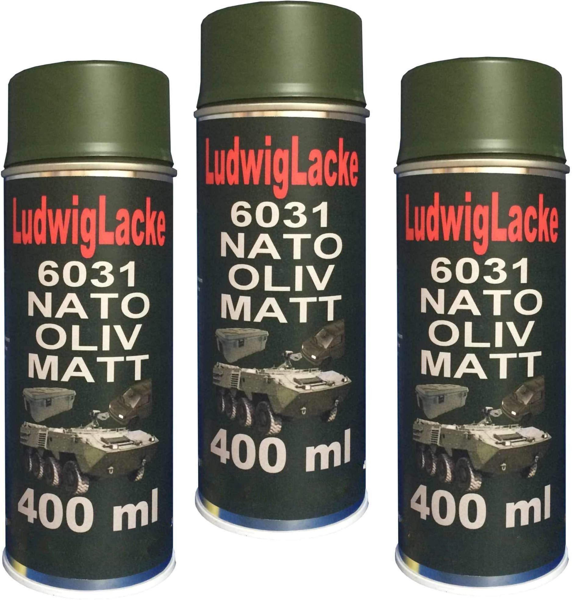 Ludwiglacke NATO Oliv MATT 3 Spraydosen je 400ml RAL 6031 Profiqualität ...