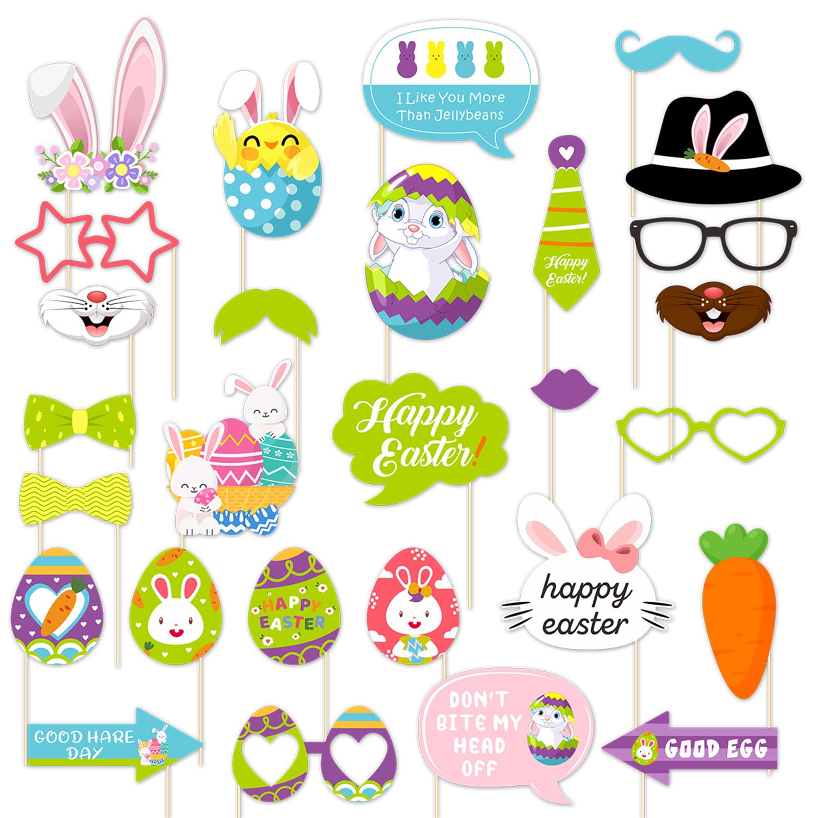 Amazon.com: 28Pcs Easter Photo Booth Props Happy Easter Photo Props for ...