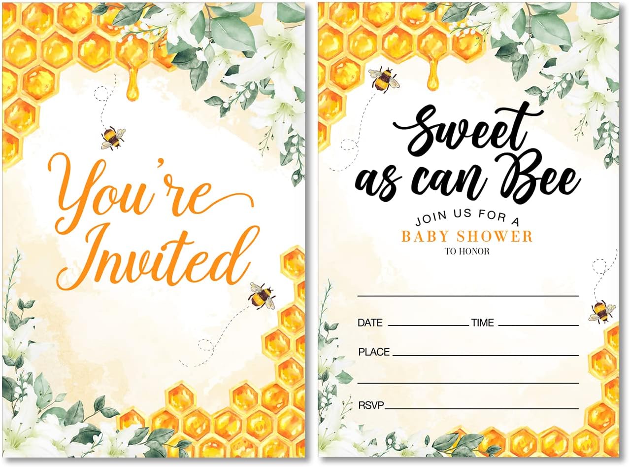 Amazon.com : Doreen's Boutique Bumble Bee Baby Shower Invitations, Mom ...