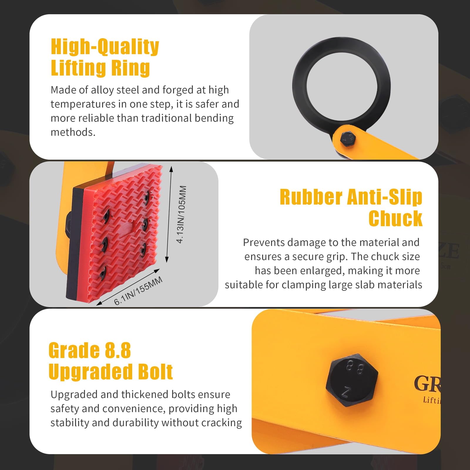 Snapklik.com : 705 Lbs Large Slab Stone Lfting Clamp, 0-2.56 In A ...