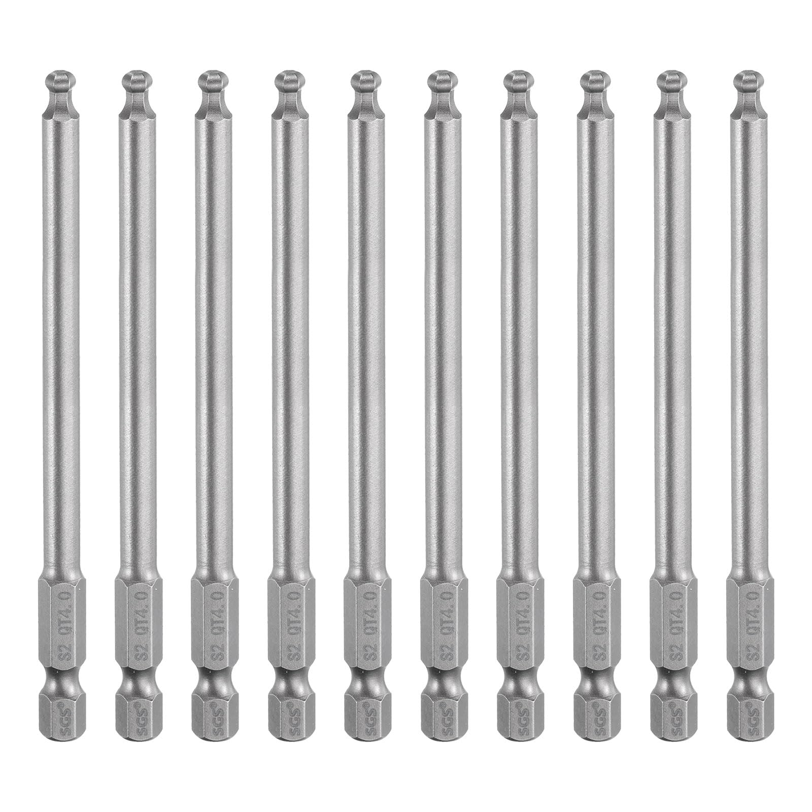 sourcing map 10pcs Ball End Hex Screwdriver Bit 4mm (H4.0) Tip 1/4" Hex ...
