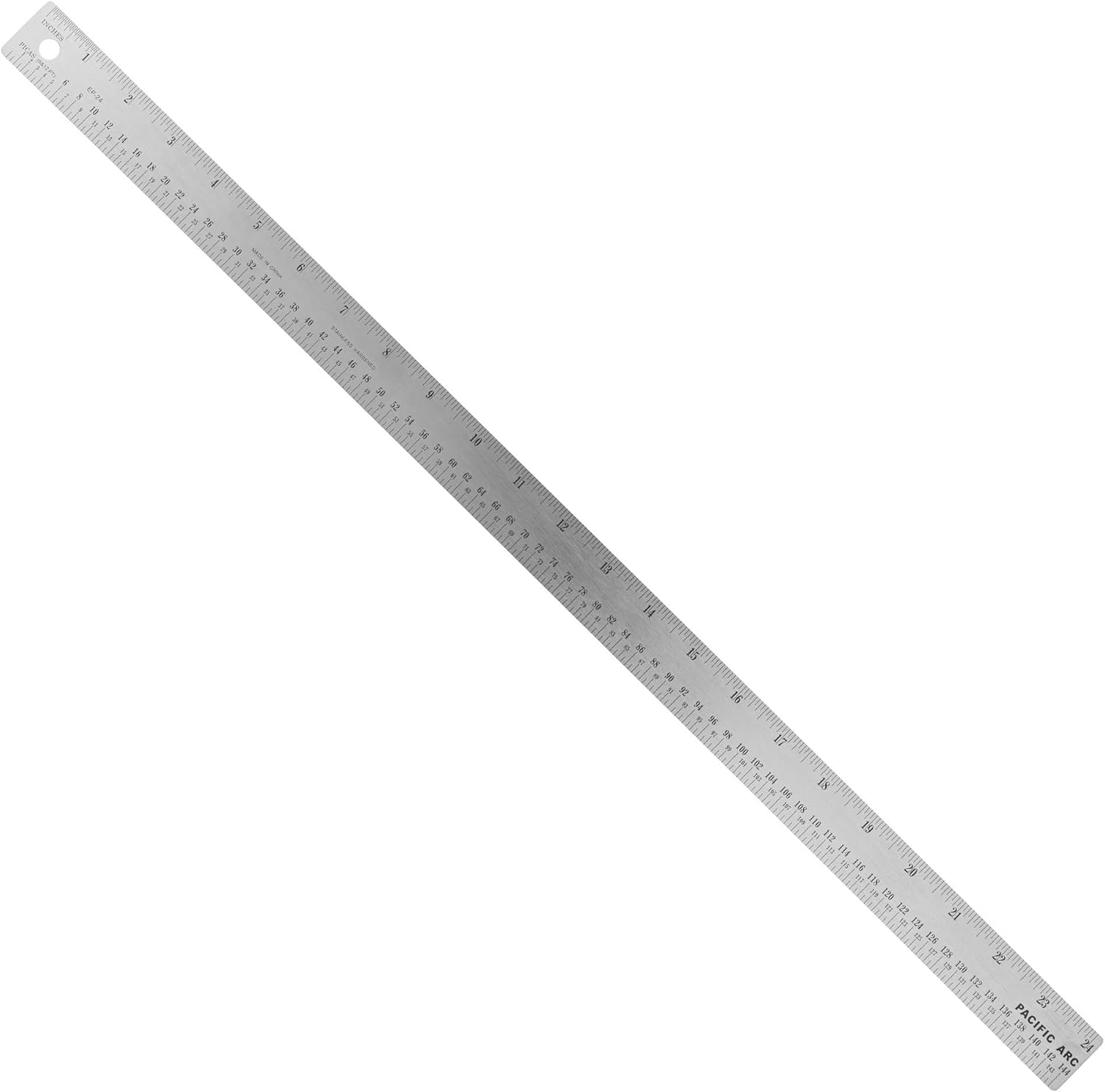 Pacific Arc Stainless Steel Ruler with Inch and Pica Measurements, 24 ...