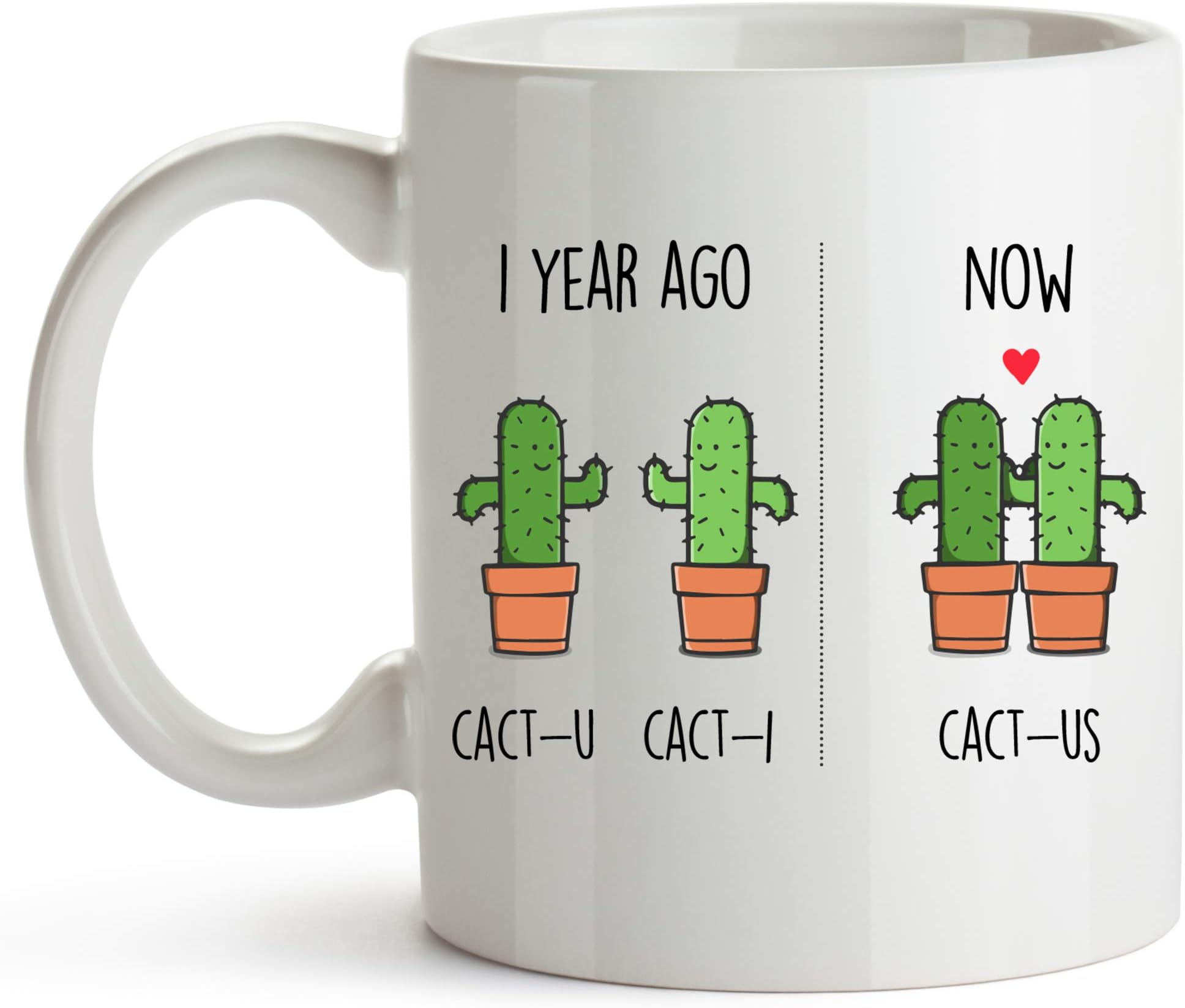 Amazon.com: FLEXISAVVY Cact U Cat I Cact Us 1 Year Anniversary Mug ...