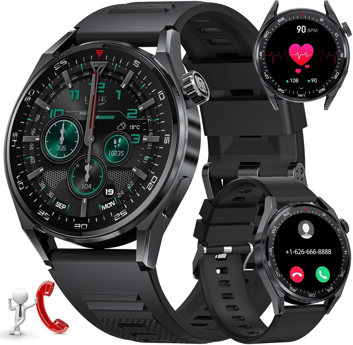 Amazon.com: SUNKTA Smart Watch for Men (Answer/Make Calls),1.39'' HD ...