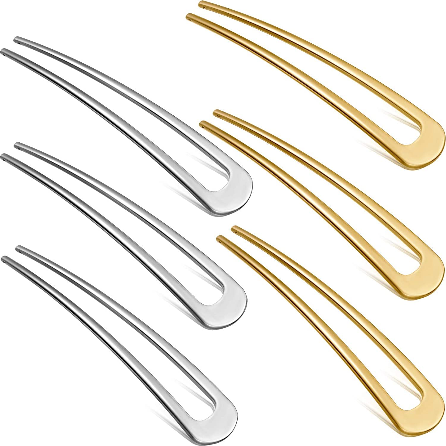 6 Pieces Simple Metal U Shaped Hairpins Hair Stick Fork Sticks French ...