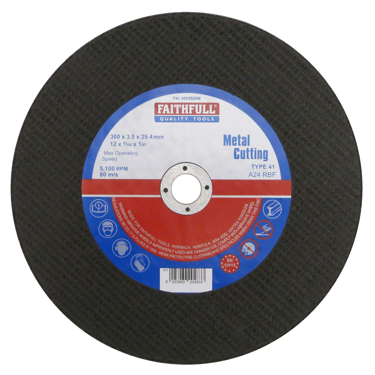 Faithfull FAI3003525M Metal Cutting Disc 300mm x 3.5 x 25.4 : Amazon.co ...