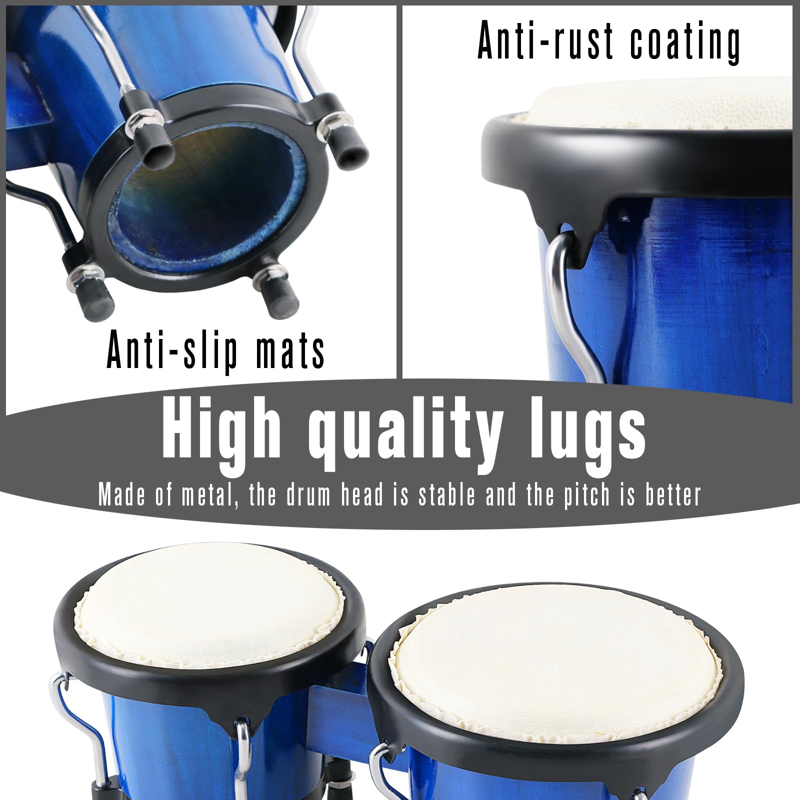 Snapklik.com : VANPHY Wood Bongos Drum Set For Beginners Natural Adult ...