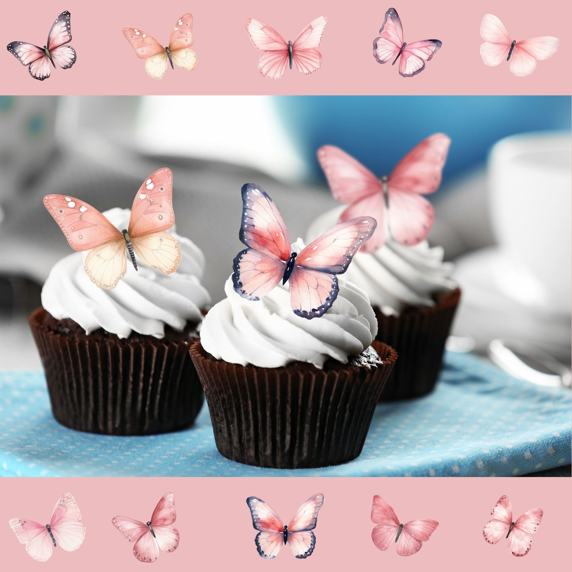 Pink Butterfly Cupcake Toppers