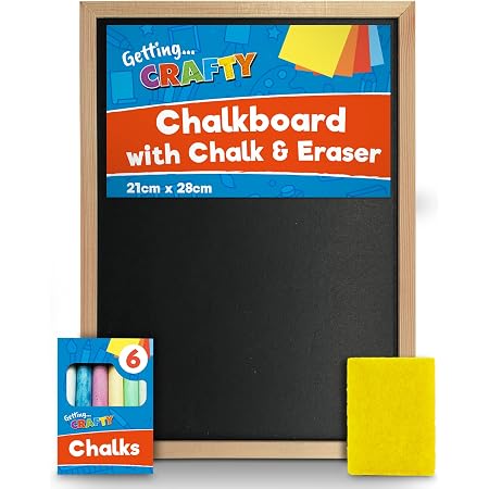 Concept4u A4 Wooden Chalkboard Black Board Sponge Eraser Duster & Chalk ...