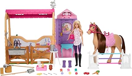Amazon.com: Barbie - Ultimate Stable Set - 6 Play Areas, Doll, Horse ...