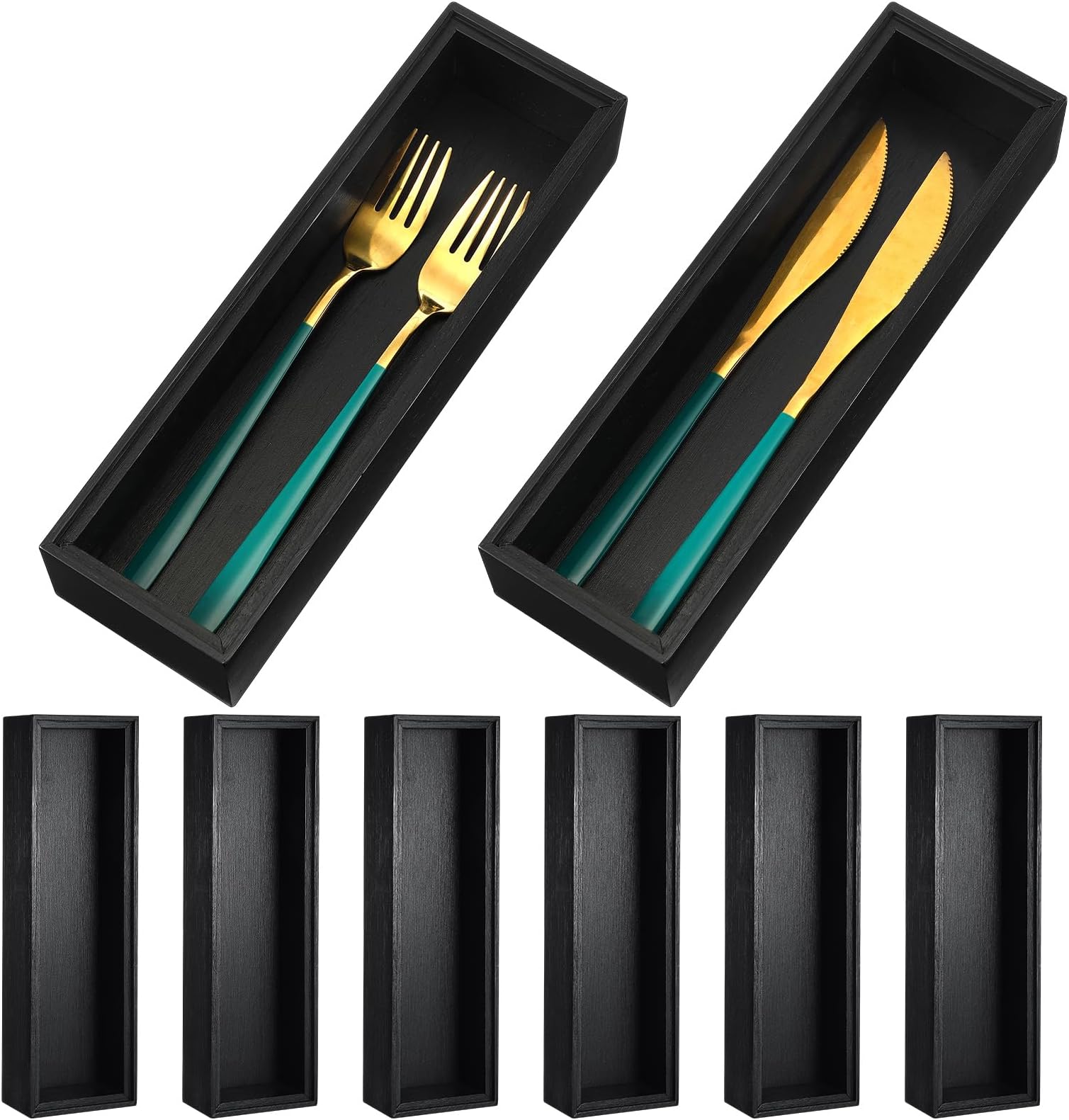 Amazon.com: Uiifan 6 Pcs 10 x 3 x 2'' Bamboo Drawer Organizer Black ...