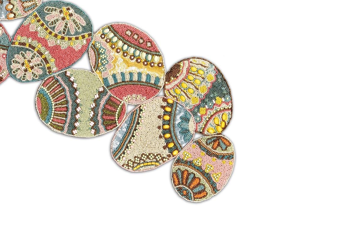 Amazon.com: Hm Creation Easter Eggs Table Runner, Hand Beaded Table Runner, Easter Egg Decor ...