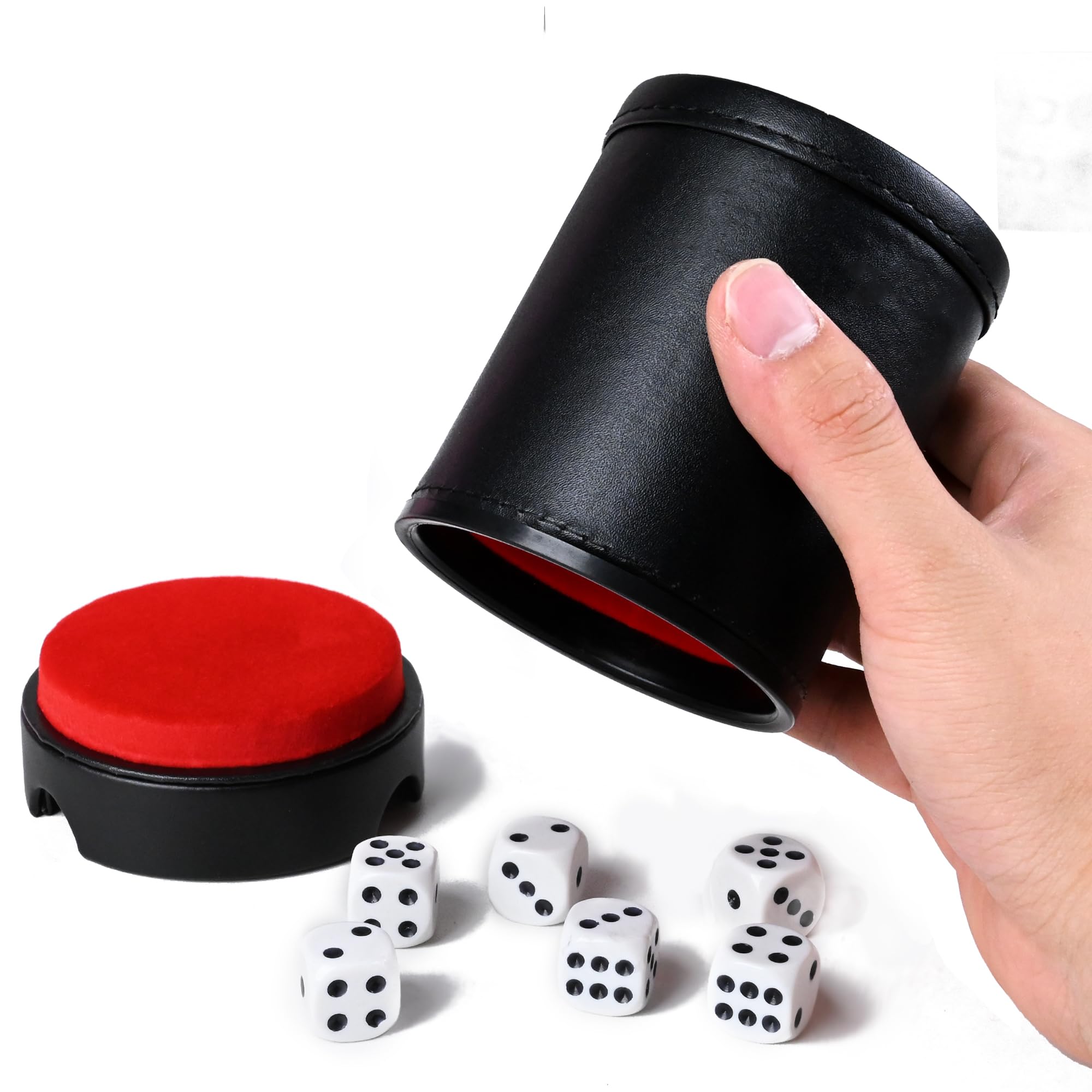 Amazon.com: TUZAMA Dice Cup Leather Set with Lid, Felt-Lined PU Leather ...