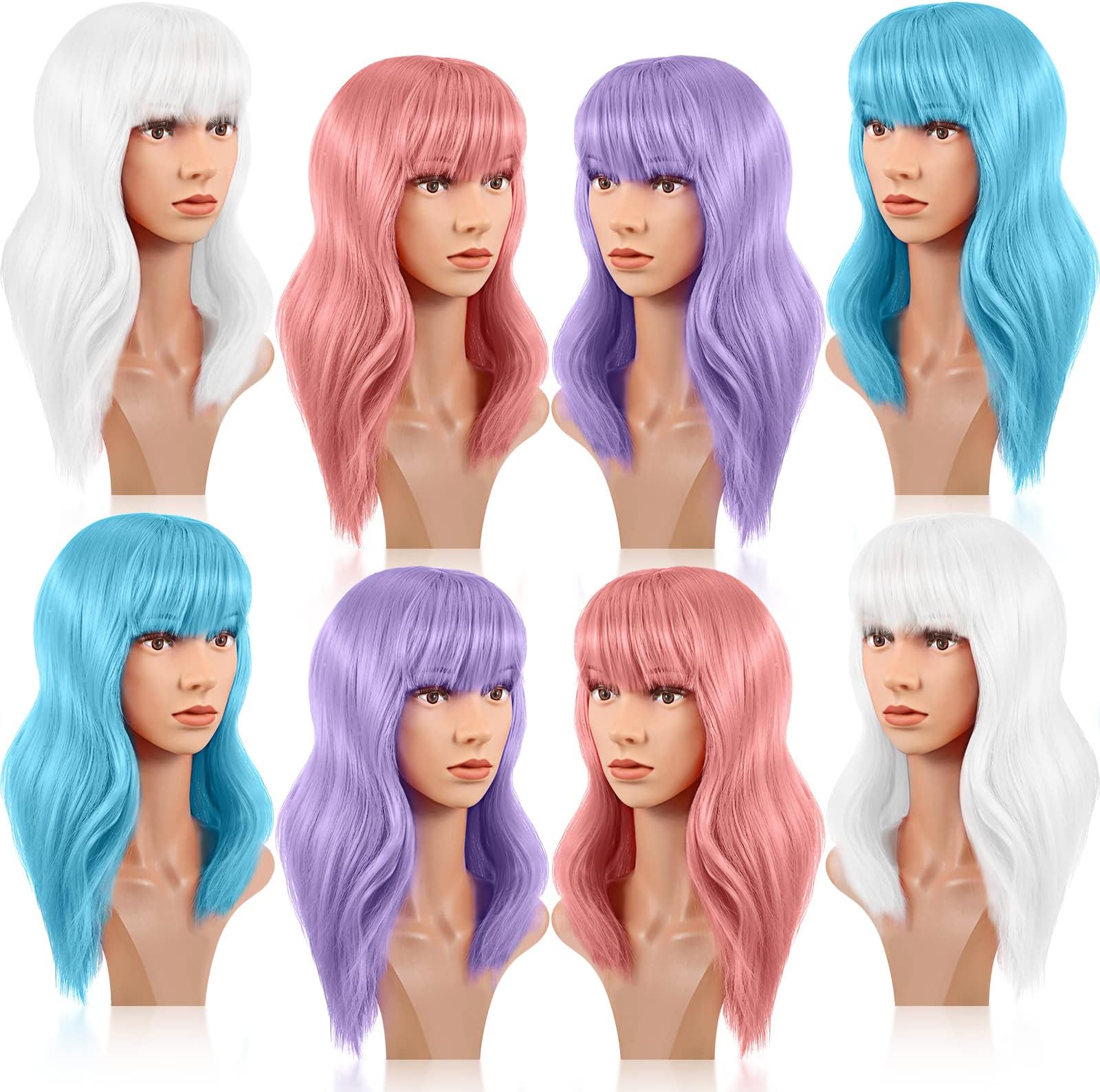 Amazon.com : XLSXEXCL 27 Pieces Colored Wigs Funky Colorful Wigs Three ...