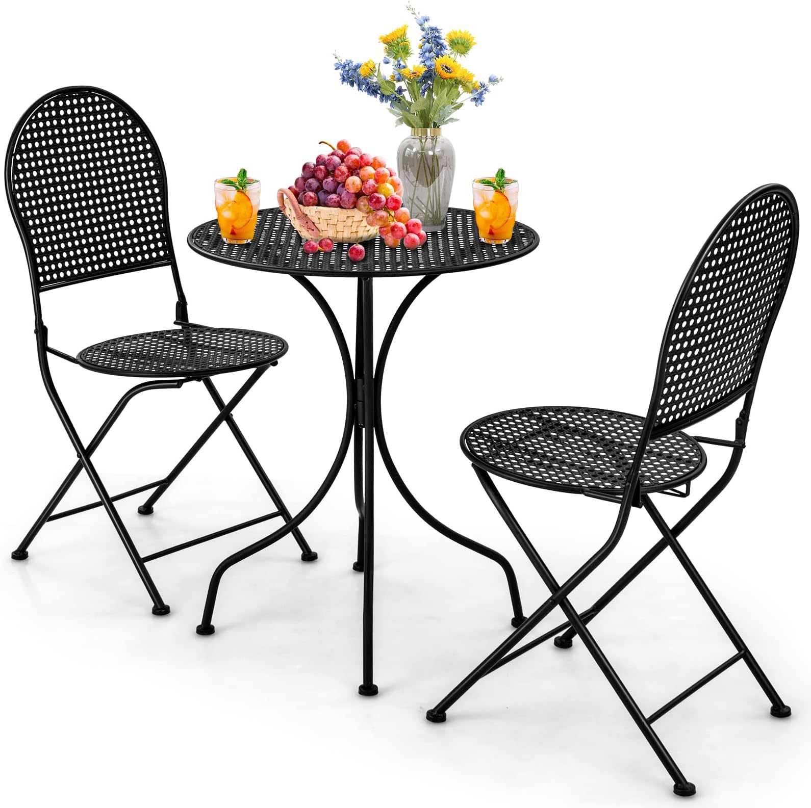 Amazon.com: SUNLEI Metal Folding Outdoor Patio Furniture Sets,Bistro ...