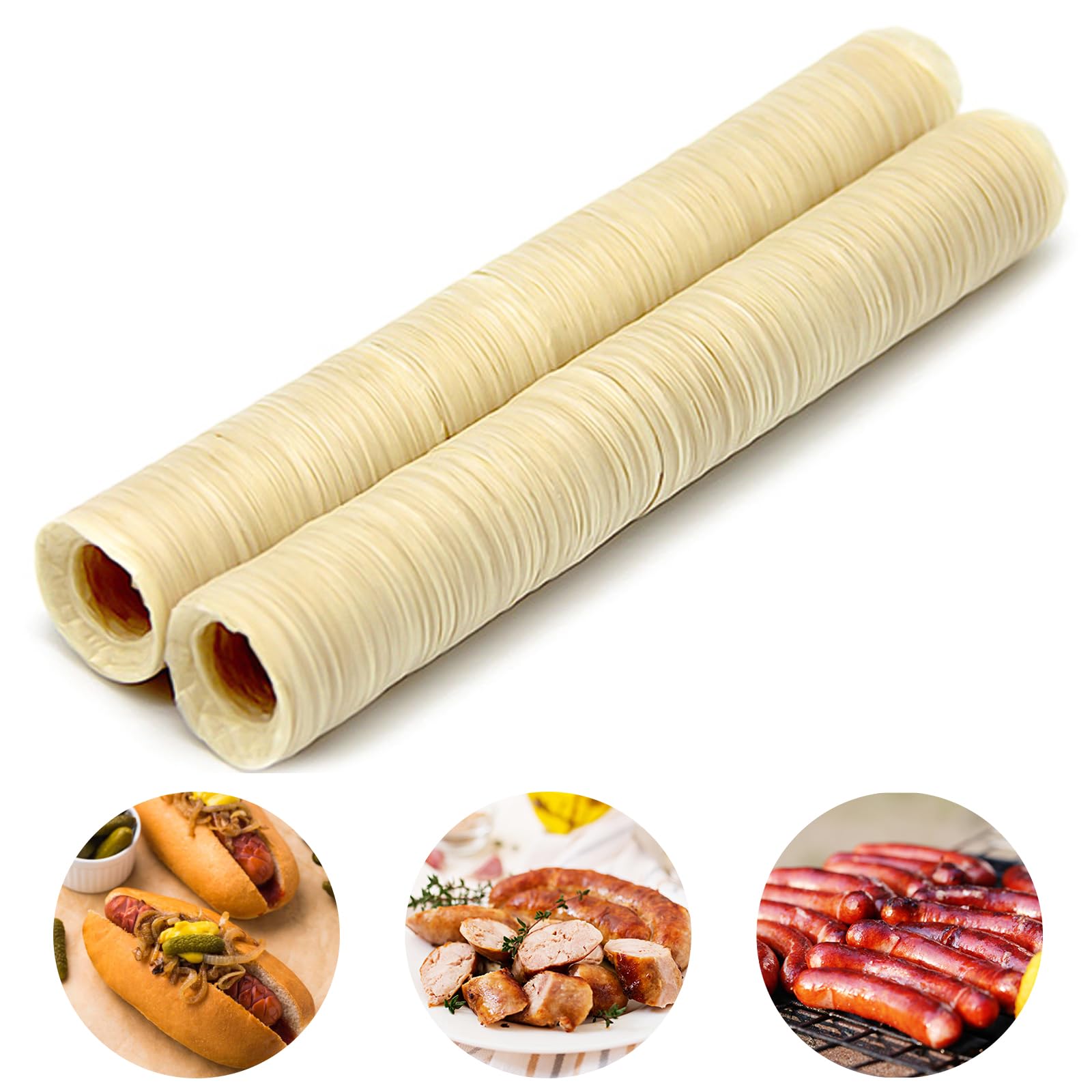 Sausage Casings, 2 Roll 14m/45.9ft Edible Collagen Casing for Sausage ...