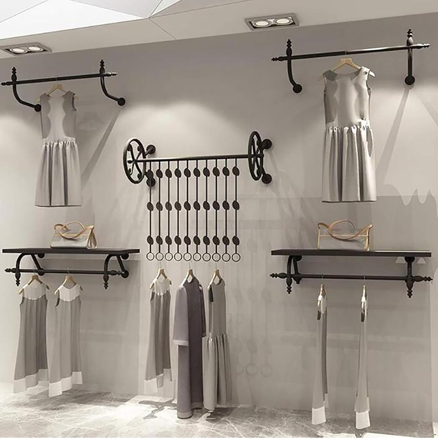 Amazon.com: HM&DX Industrial Pipe Clothing Rack,Wall Mounted Clothes ...