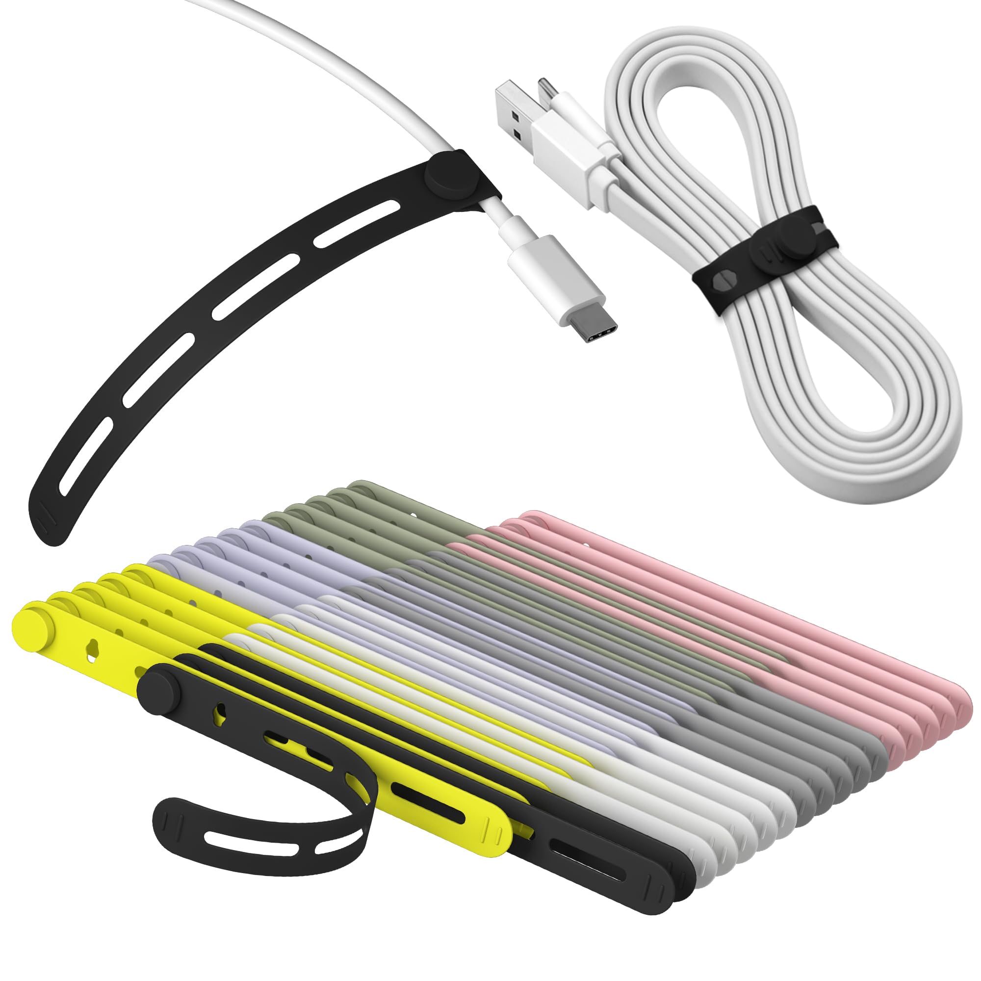 Amazon.com: 35Pcs Nearockle Silicone Cable Ties, 5.12 Inch Adjustable ...