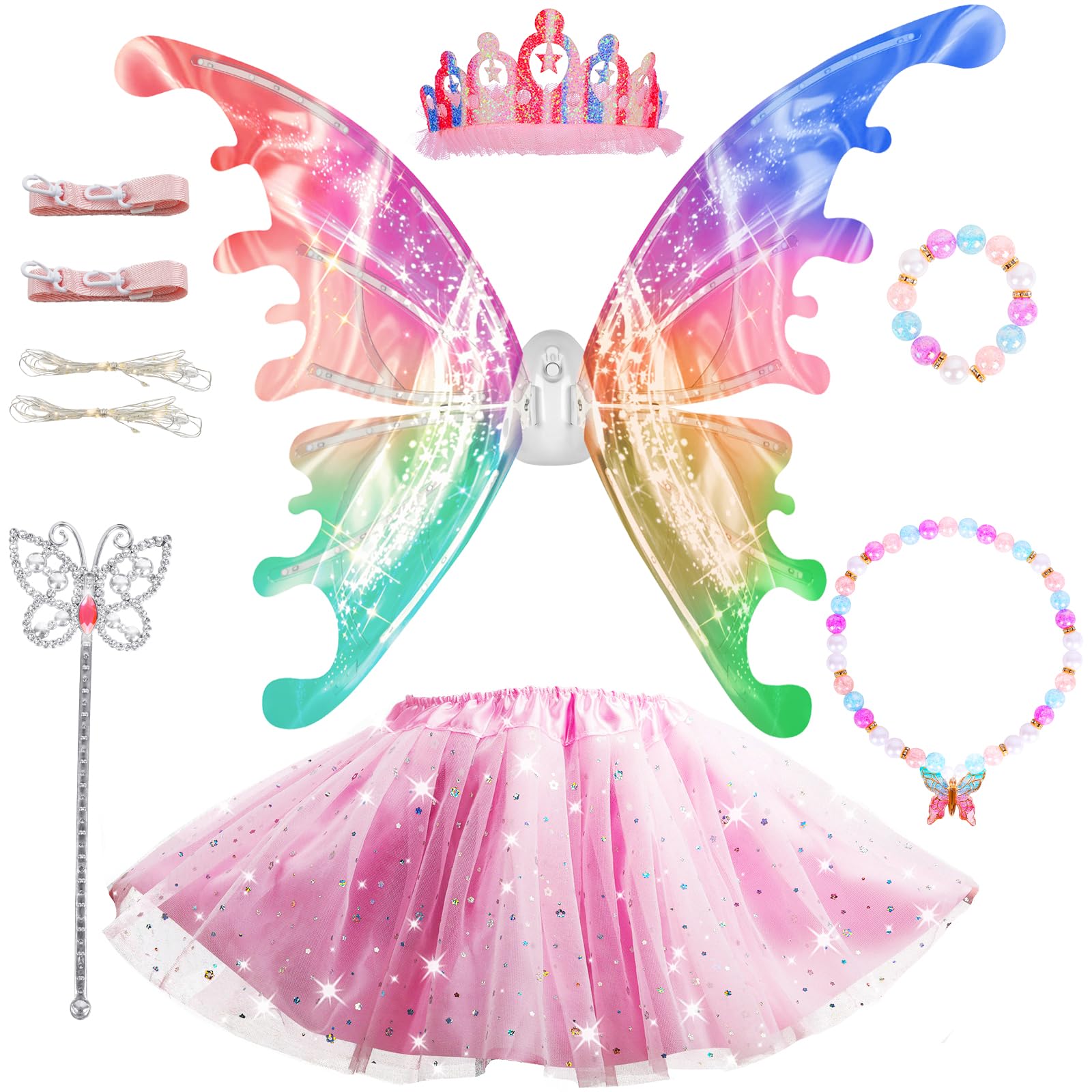 Amazon.com: Princess Dress up Costume with Electric Fairy Wings for ...