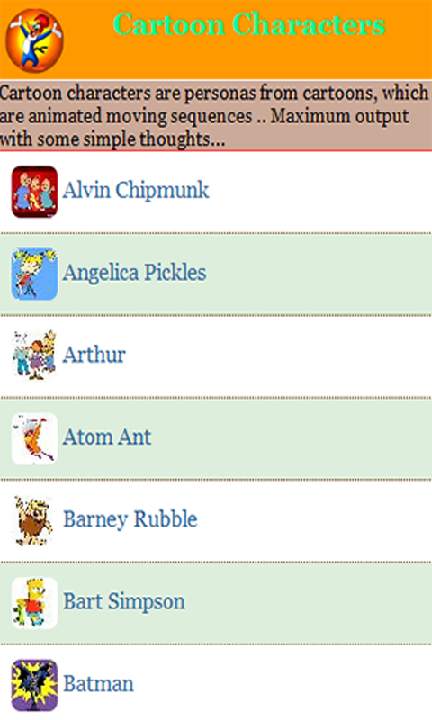 Cartoon Character - App on Amazon Appstore