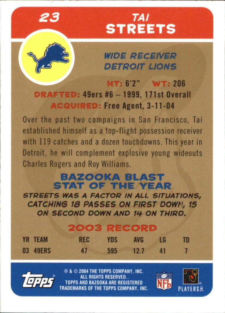 2004 Bazooka Gold #23 Tai Streets NFL Football Trading Card – Yaxa Colombia