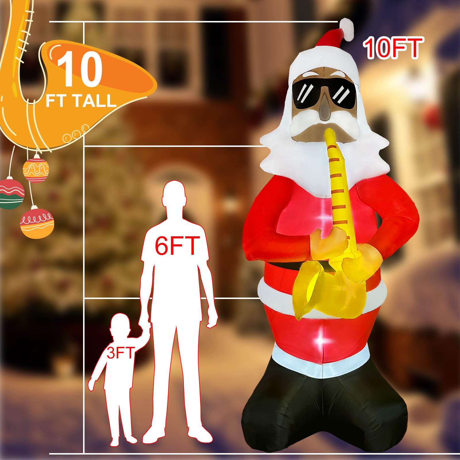 Snapklik.com : AerWo 10FT Black Santa Claus Christmas Inflatable ...