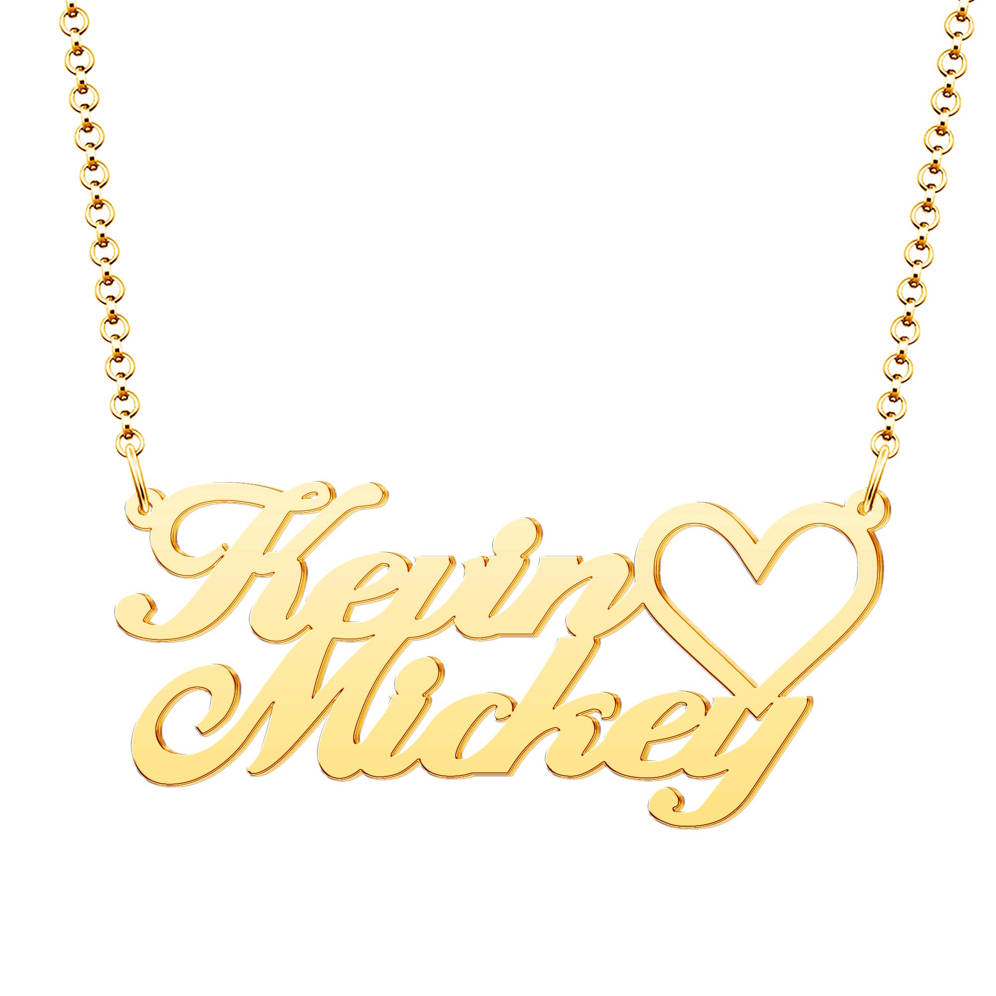 Amazon.com: Q&Locket Custom Name Necklace Personalized with Heart 2 ...