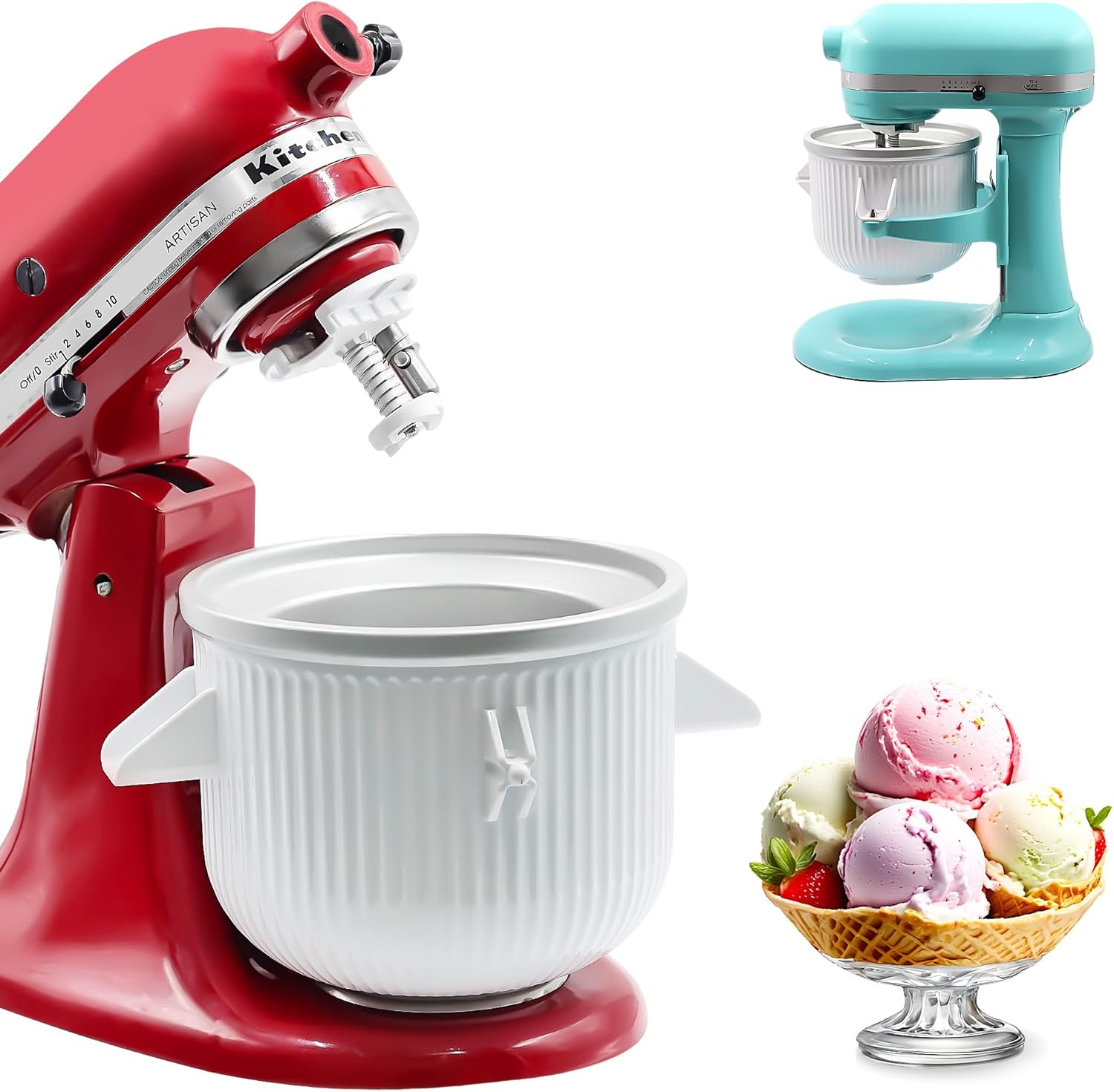 Amazon.com: Ice-Cream-Maker-Attachment for Kitchen Aid, 2Qt IceCream ...