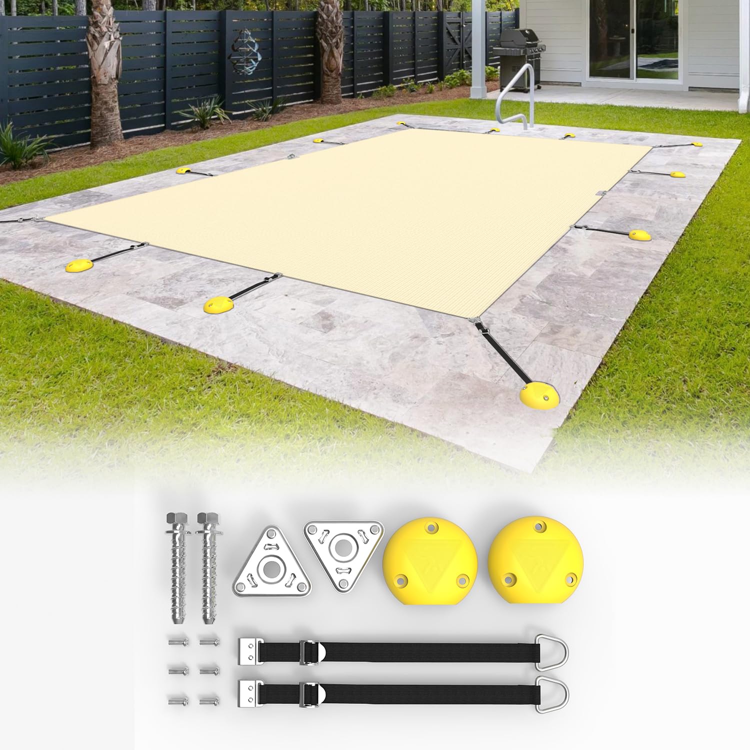 Amazon.com : FLORALEAF Adjustable Strap Anchor Kit for Winter Pool ...