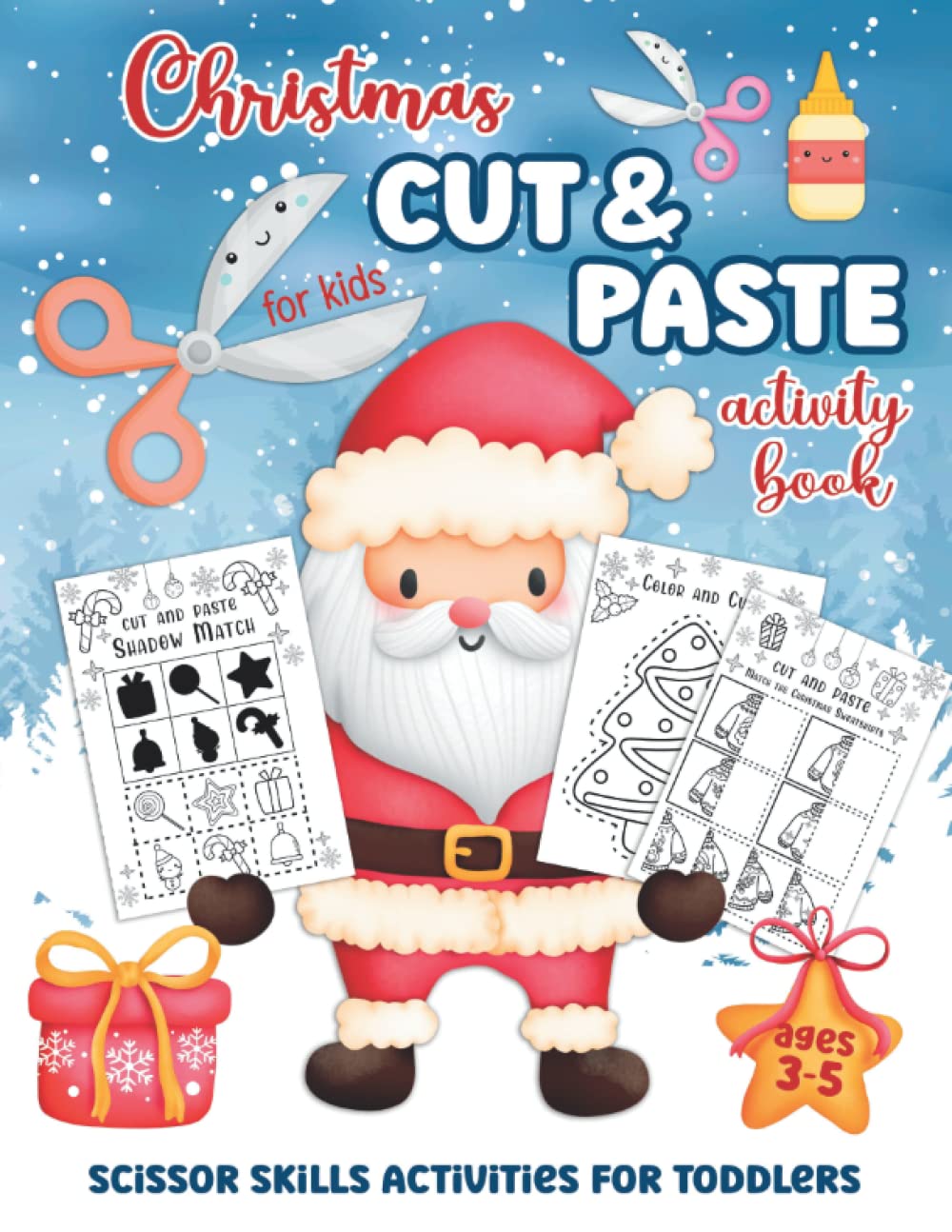 Christmas Cut & Paste activity book for kids ages 3-5: A fun Christmas ...