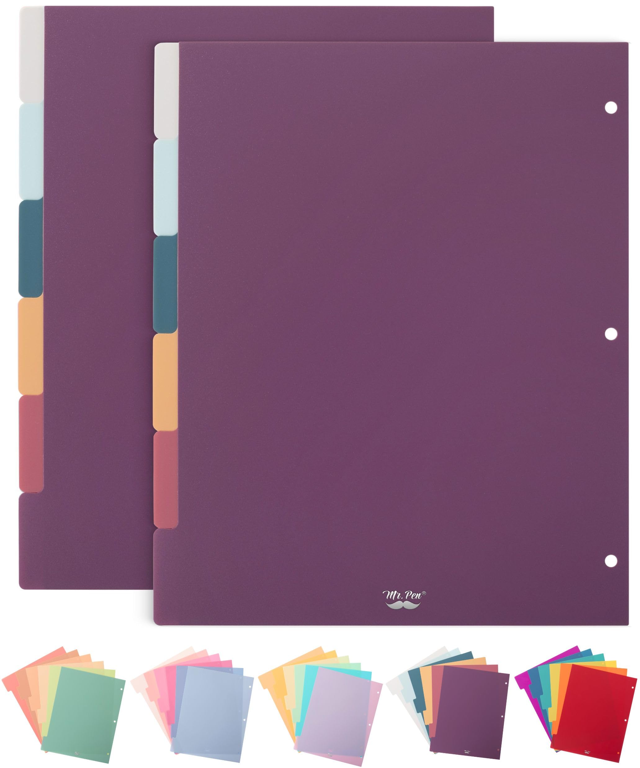 Snapklik.com : Mr. Pen - 6 Tab Binder Dividers, Pack Of 2 Sets