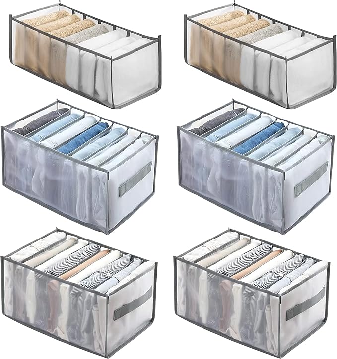 Joycabin 6 Pack Wardrobe Storage Organiser,Mesh Clothes Storage Box,9 ...