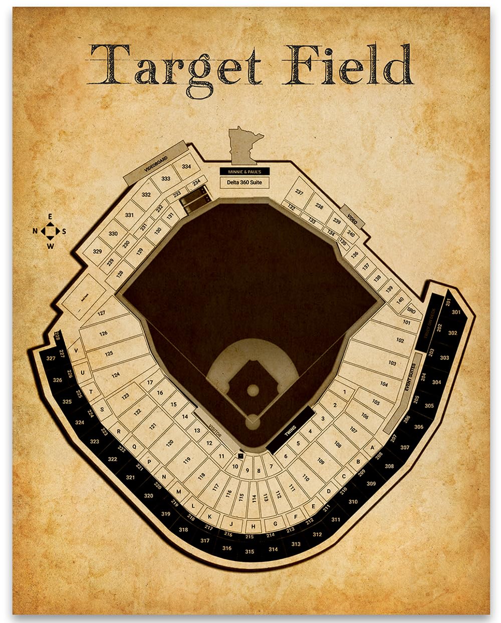 Amazon.com: Target Field Seating Chart - Minneapolis Baseball Stadium ...