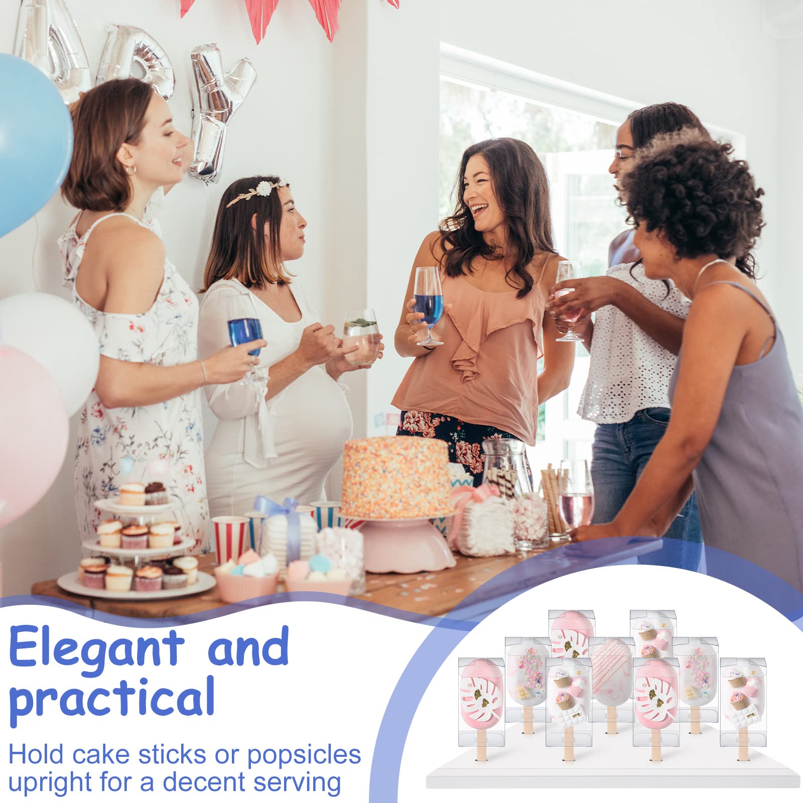 3 Pack Wood Cakesicle Stand Display 9 Holes Ice Lolly Sticks Holder ...