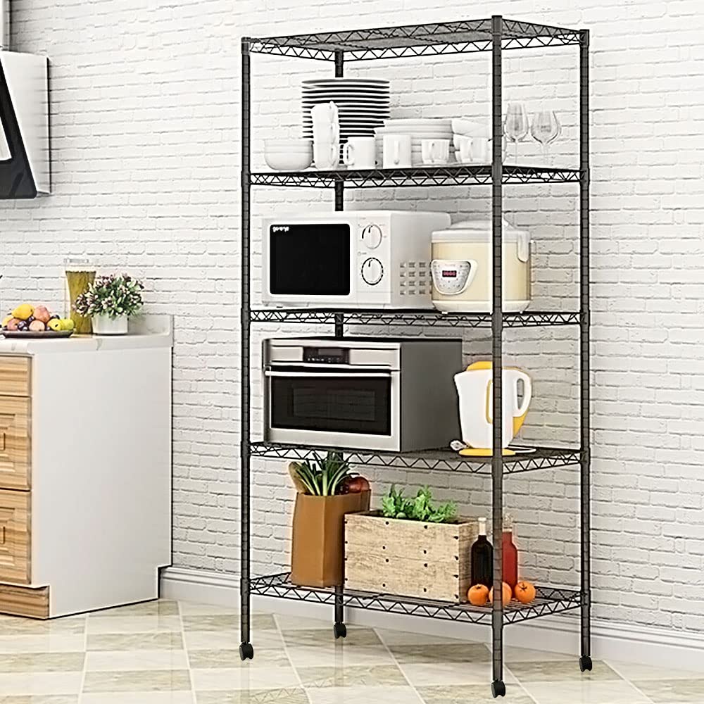 Snapklik.com : 5 Tier Wire Shelving Unit, Adjustable Metal Storage Rack ...