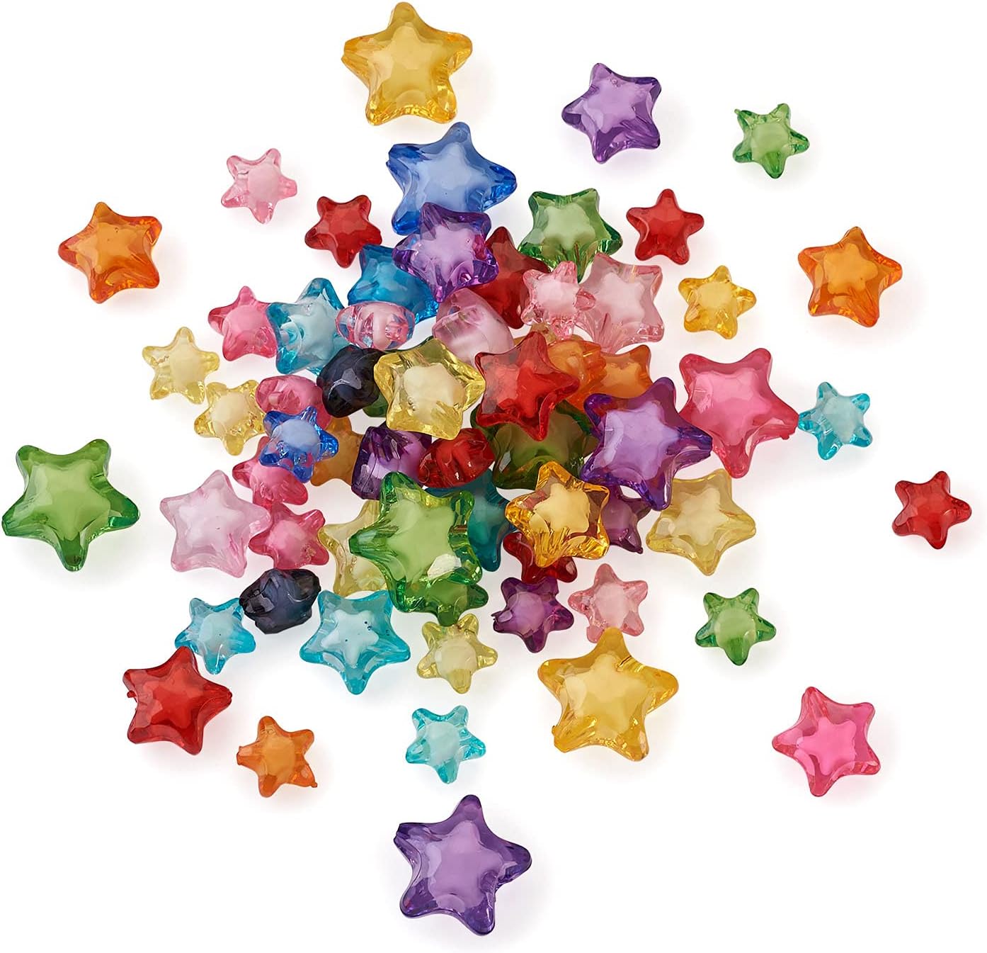Amazon.com: 600 Acrylic Star Beads 12mm or 1/2 Inch Multicolor Star ...