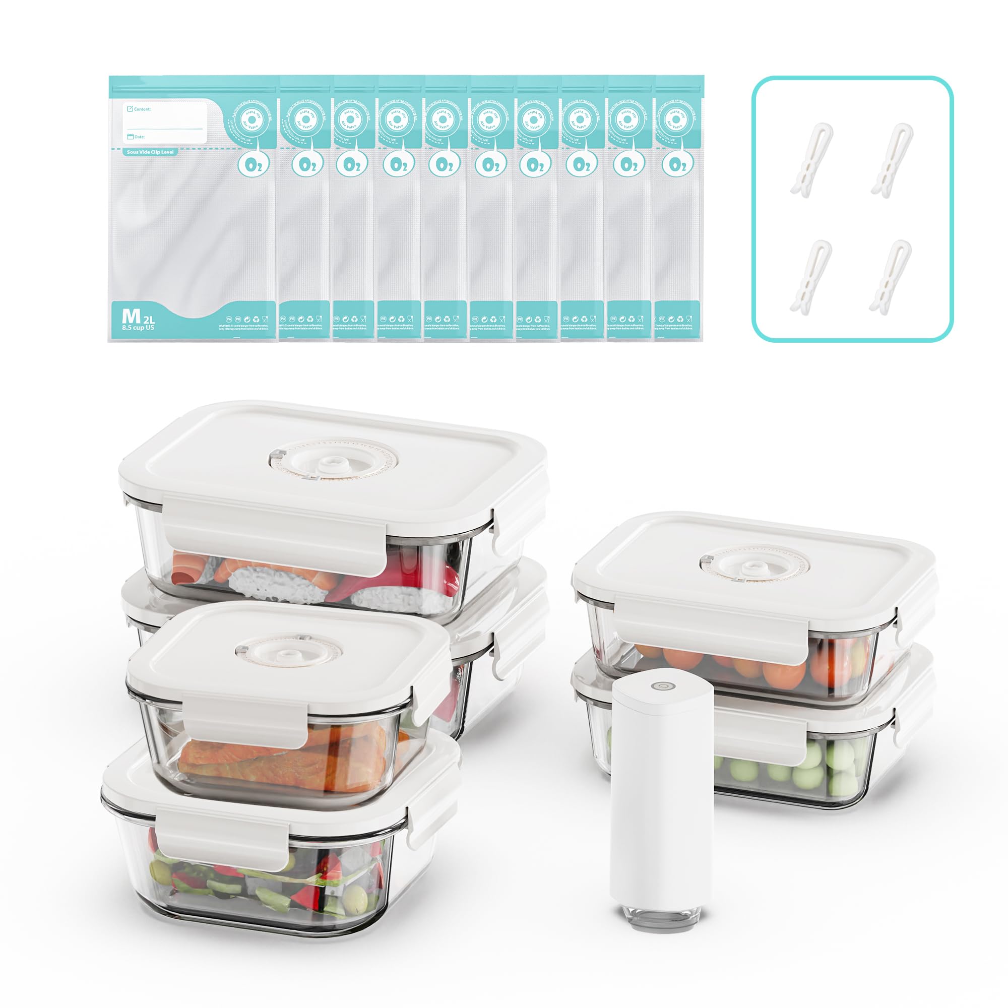 Amazon.com: Domsanistor Vacuum Seal Glass Food Storage Containers with ...