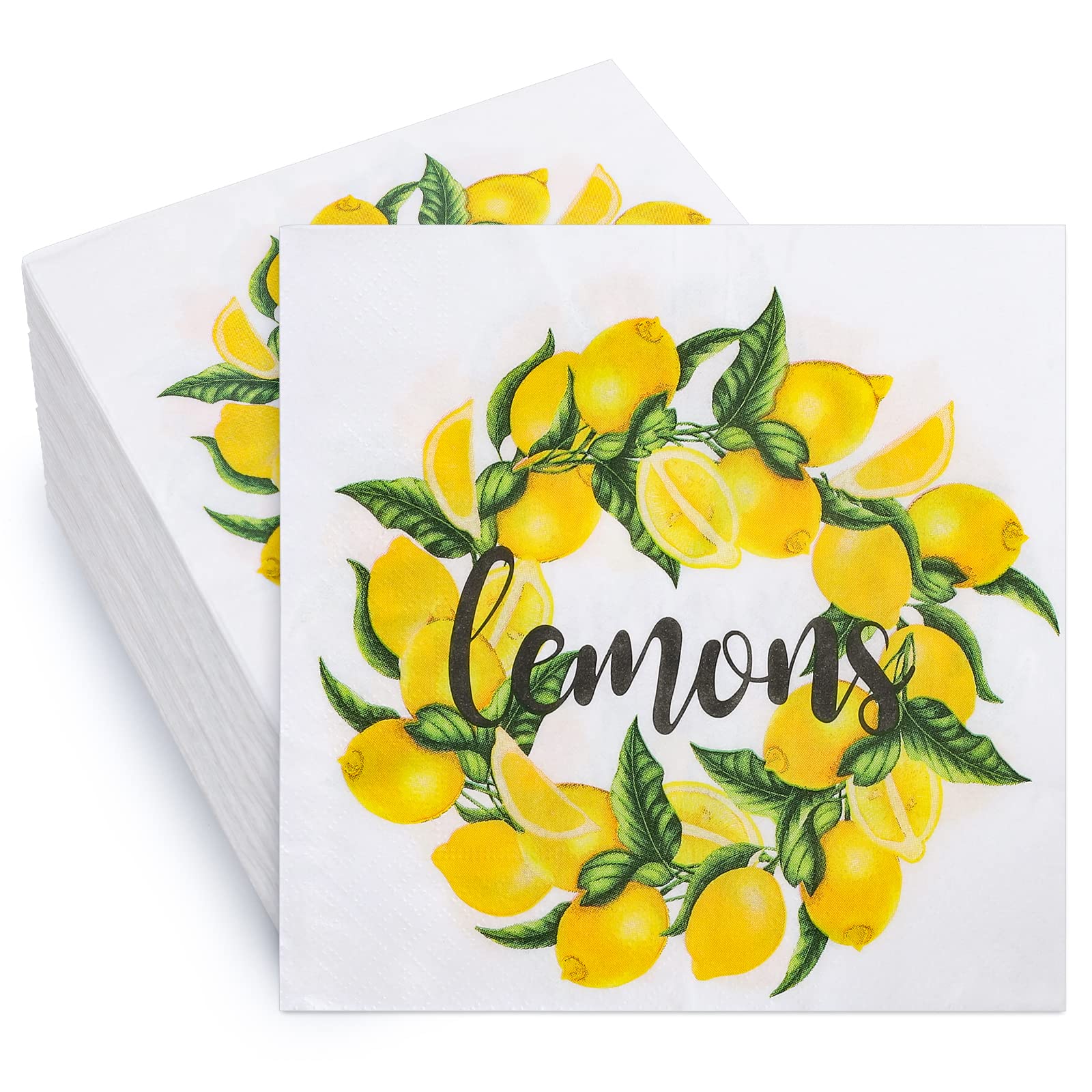 Amazon.com: Whaline Lemon Paper Napkins 6.5 x 6.5 Inch Lemon Wreath ...