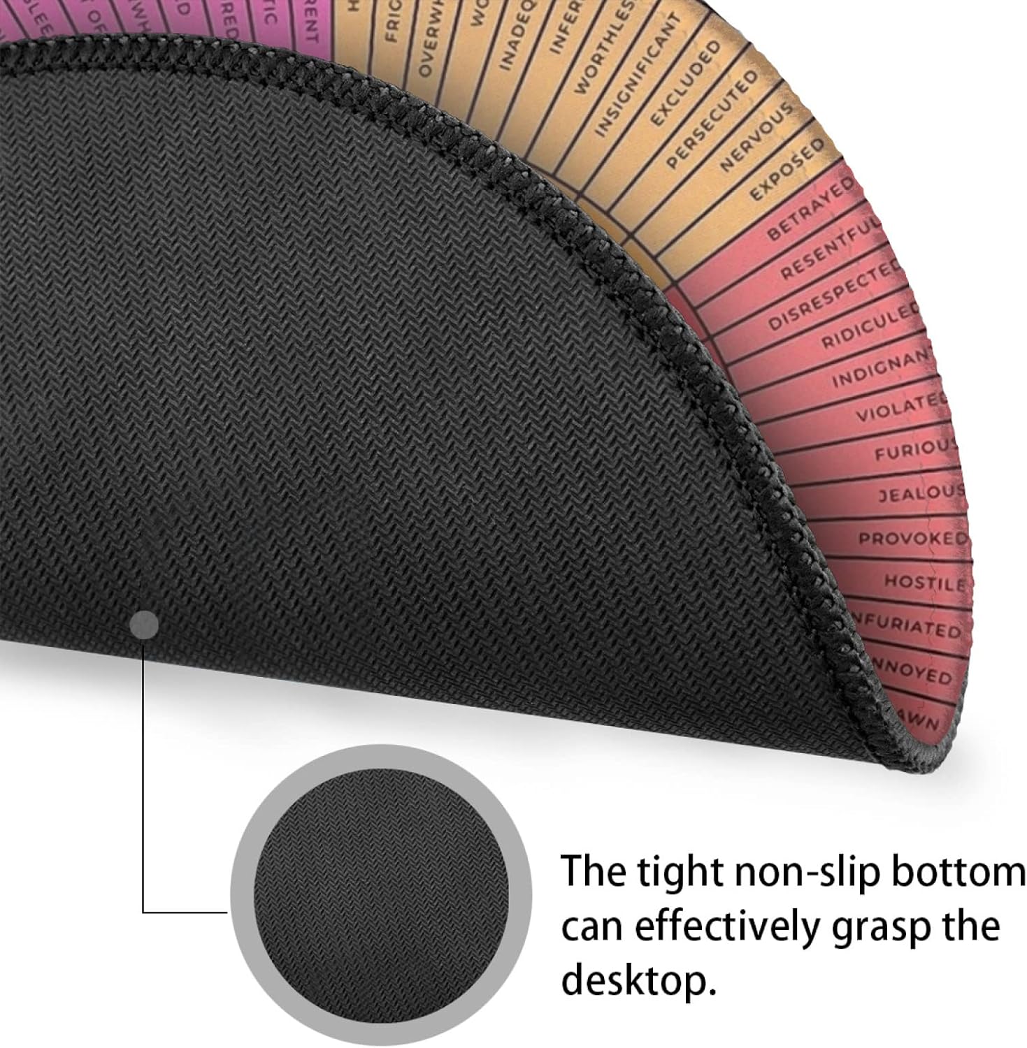 Buy Feelings Wheel Emotions Chart Therapy Round Mouse Pad Non-Slip ...