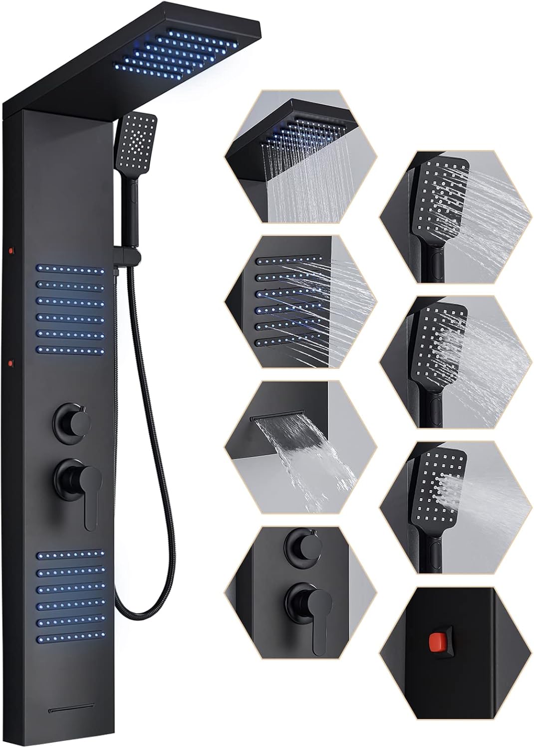 Buy FCOTEEU Shower Panel Tower System, Shower Panel with LED Shower ...