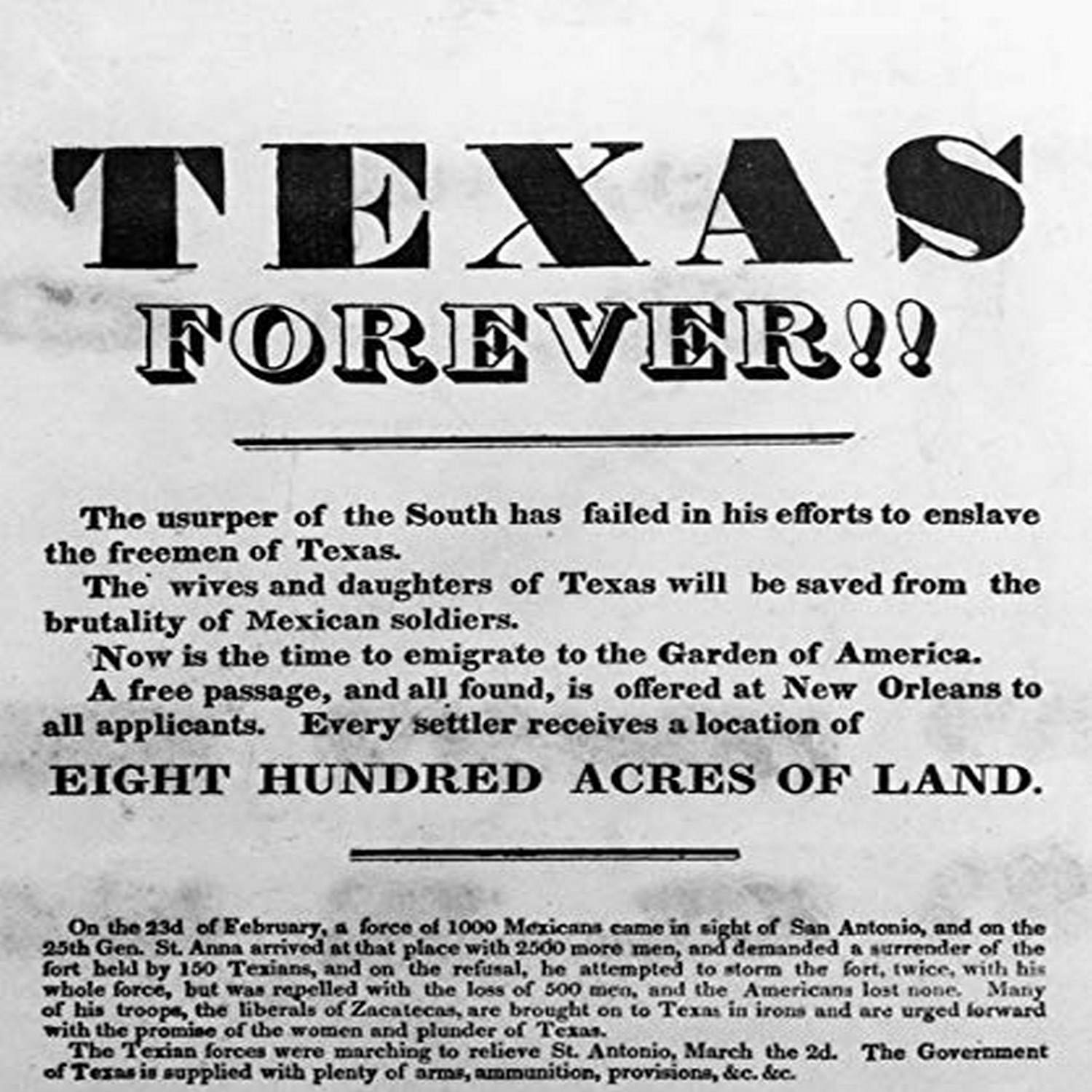 Amazon.com: Texas Broadside 1836 Nbroadside Publicidad Un Pasaje Libre ...