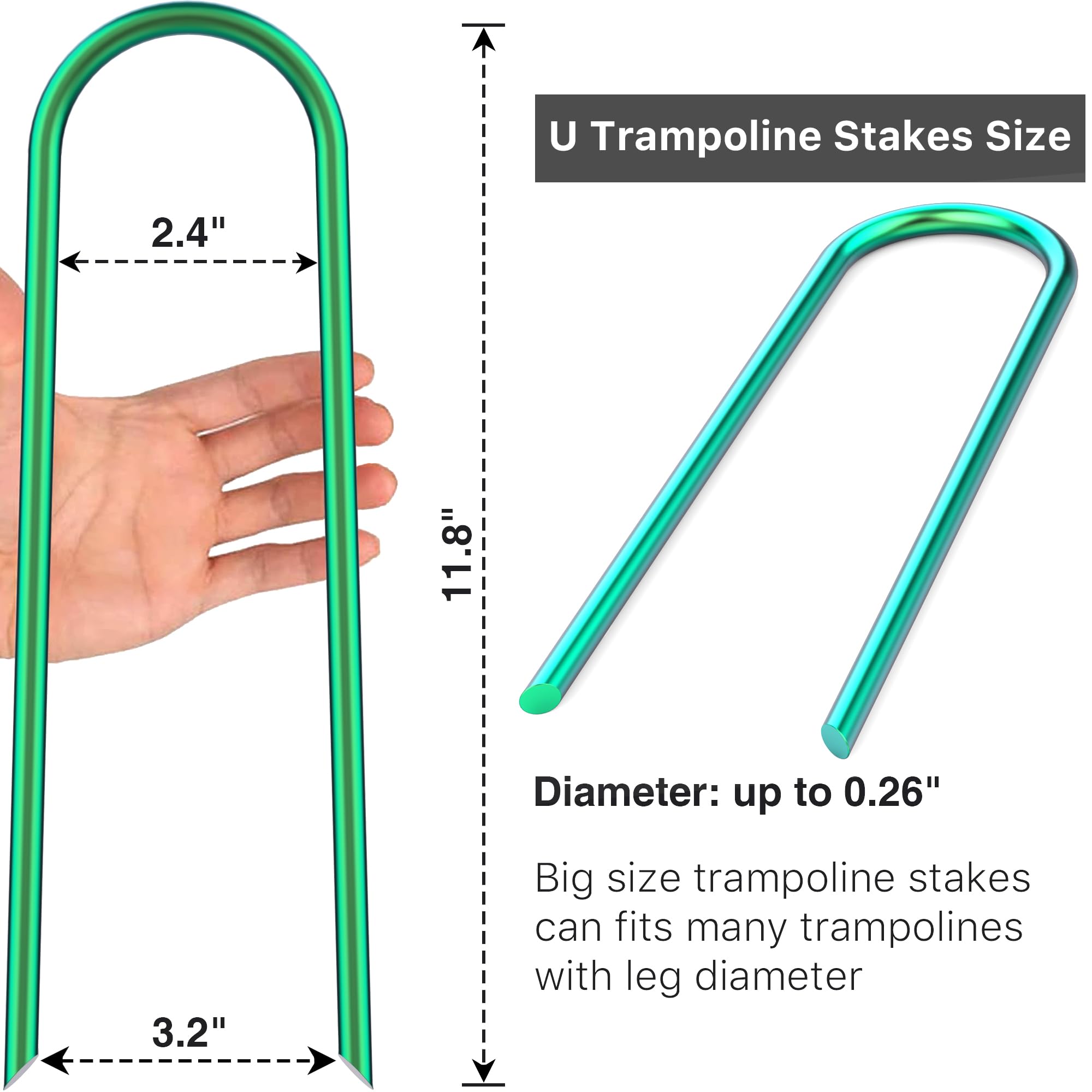 Snapklik.com : Trampoline Stakes Anchors Heavy Duty High Wind U Type ...