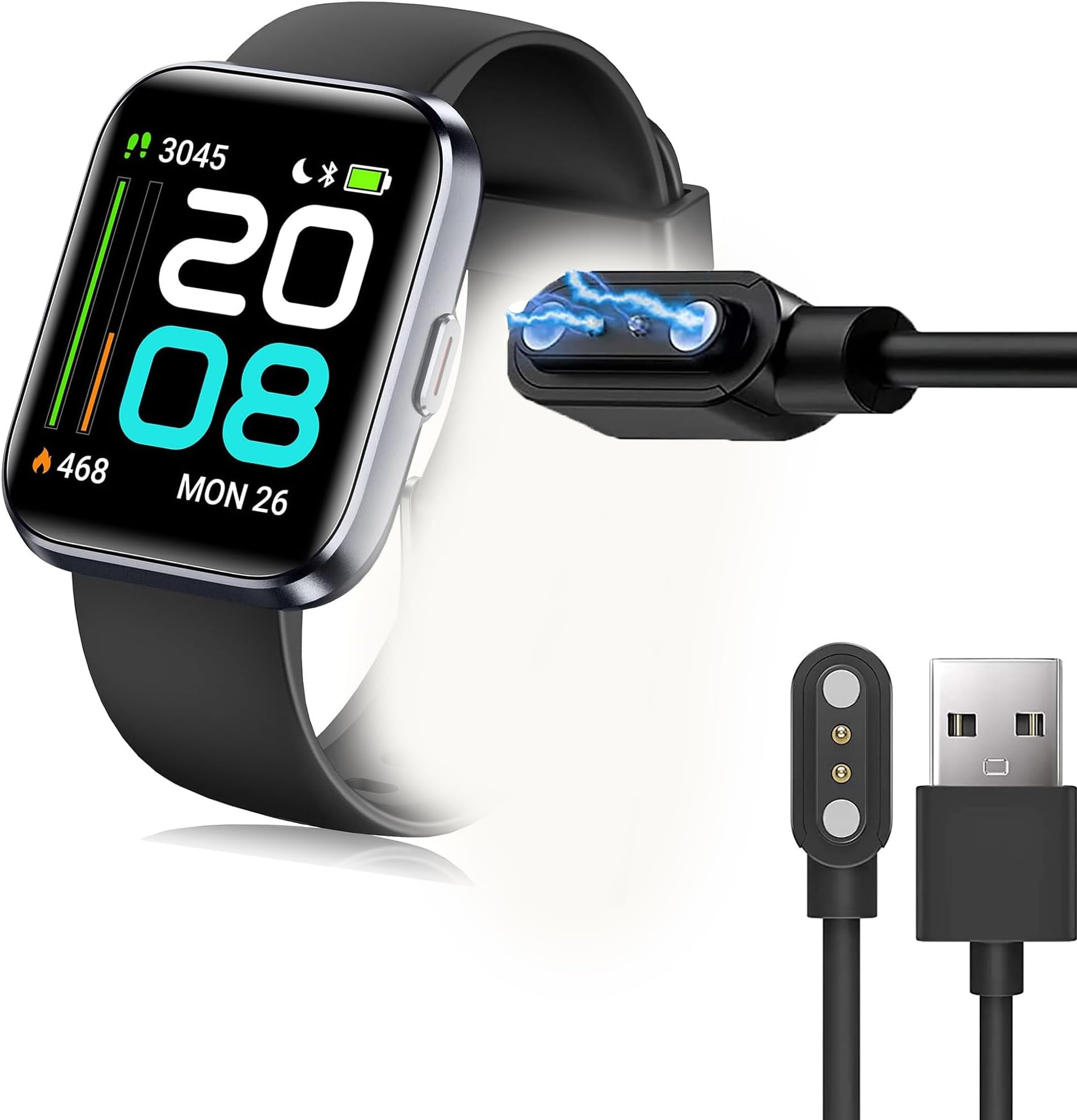 Blueshaweu for ID208 Plus Smart Watch Charger,2 Pin Magnetic USB ...