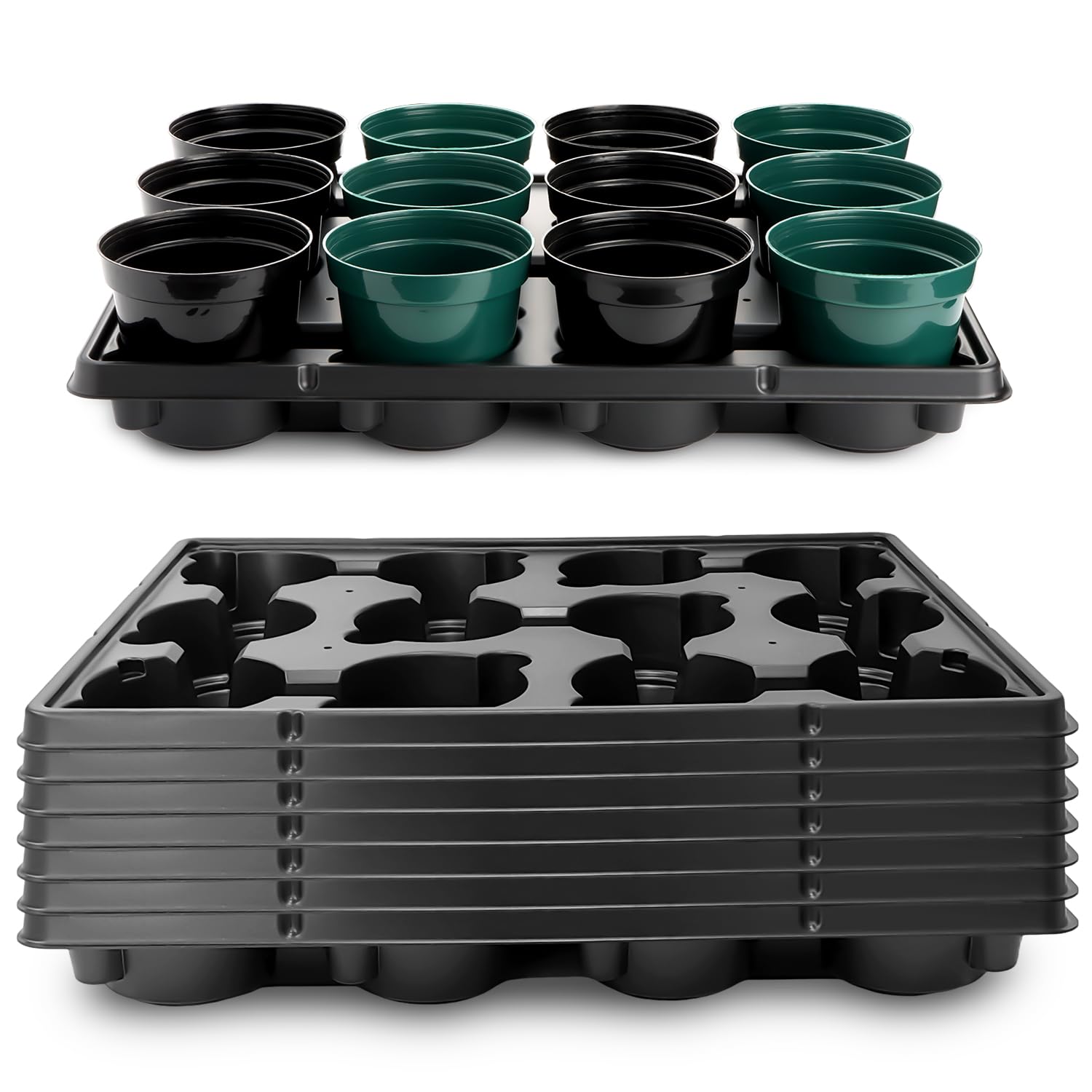 Amazon.com : BTPLASTIK 12 Cell Round Nursery Pots Trays 8 Pack, Sturdy ...