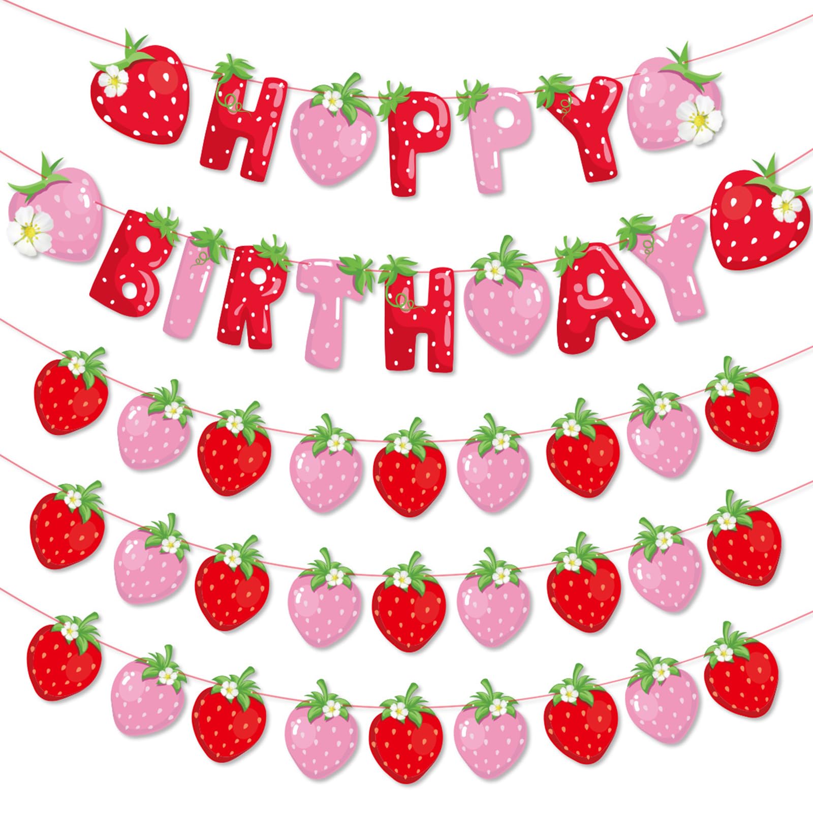 Amazon.com: Strawberry Happy Birthday Banner, Sweet Berry Birthday ...