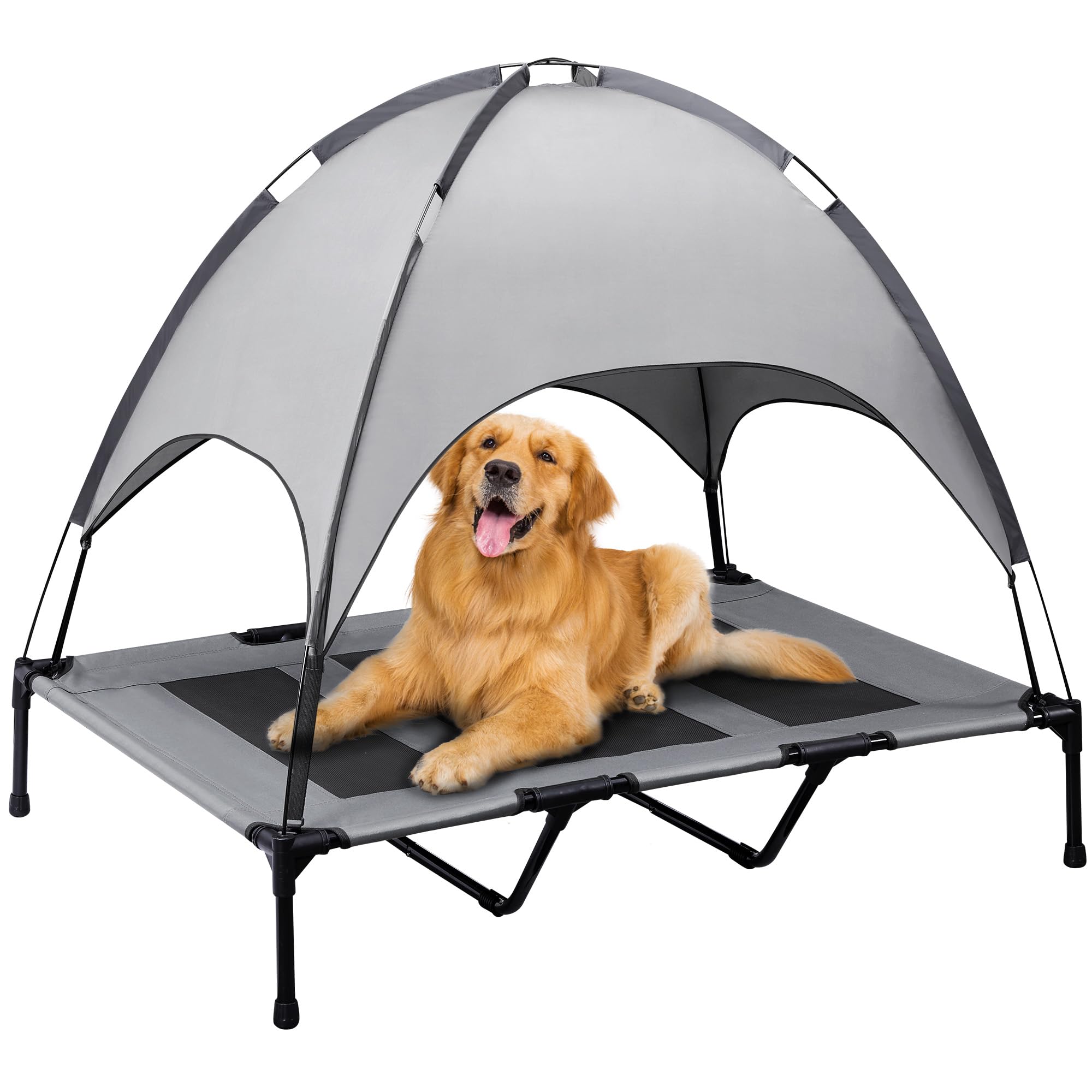 PRAISUN Outdoor Dog Bed with Canopy, XL Elevated Dog Bed, Dog Cot, Pet ...