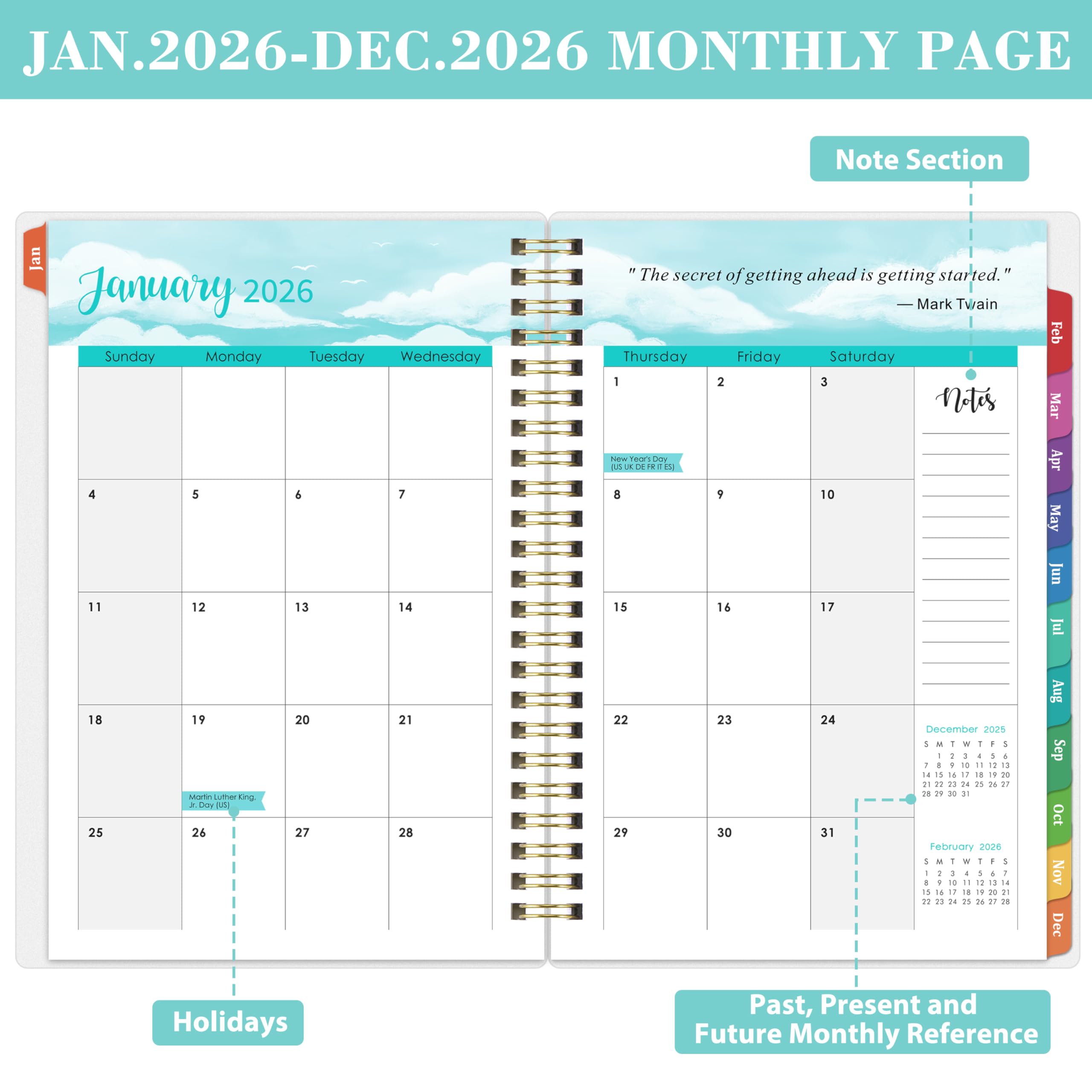 Snapklik.com : 2026 Planner - Planner 2026 Weekly Monthly, Jan 2026 To ...